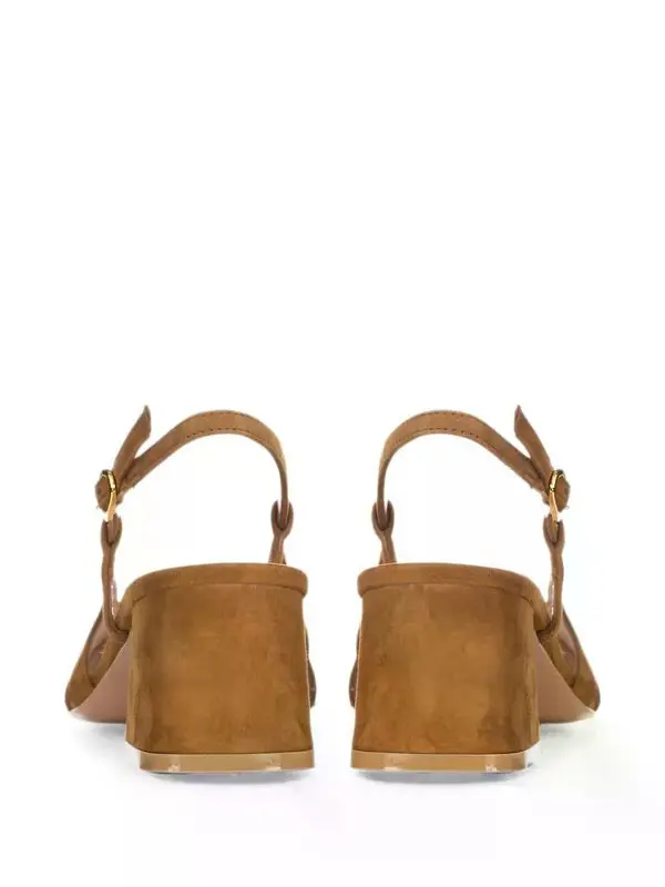 POCHE PARIS Lattice Detail Slingback Block Heel Sandals