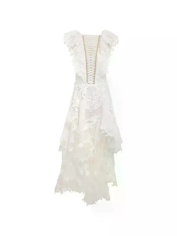 Zimmermann Guipure Lace Ruffled Maxi Dress - White