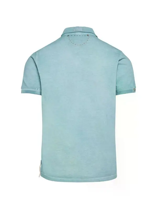 BOB Embroidered Denim-patch Polo Shirt - Blue