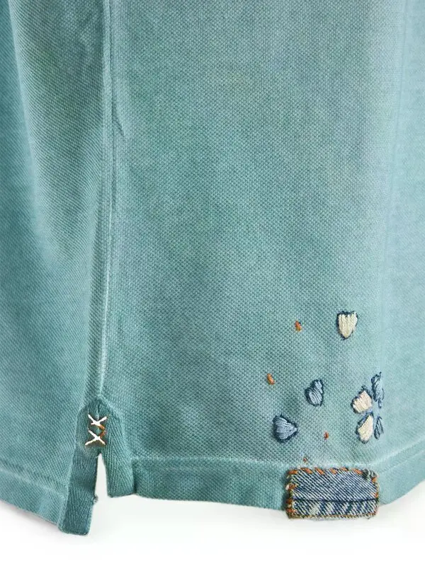 BOB Embroidered Denim-patch Polo Shirt