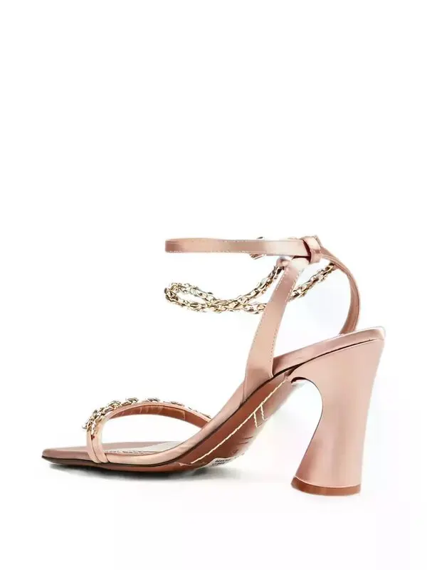 Zimmermann Chain-trimmed Satin Sandals - Neutrals