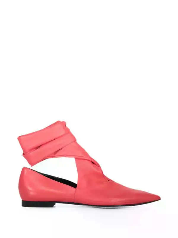 Cédric Charlier Draped Ankle Strap Cut-out Flats