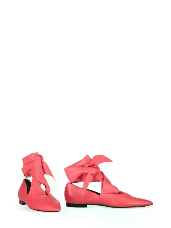 Cédric Charlier Draped Ankle Strap Cut-out Flats
