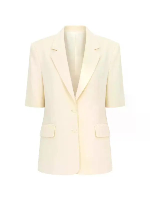 HANITA Short-sleeve Notched-lapel Blazer - Neutrals