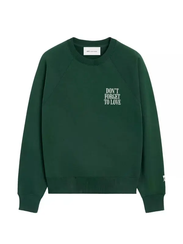 AMI Paris Cotton Don't Forget To Love Sweatshirt - Green