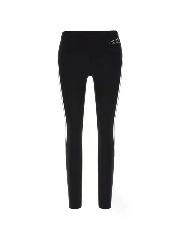 Balenciaga Logo-print Side-stripe Leggings - Black