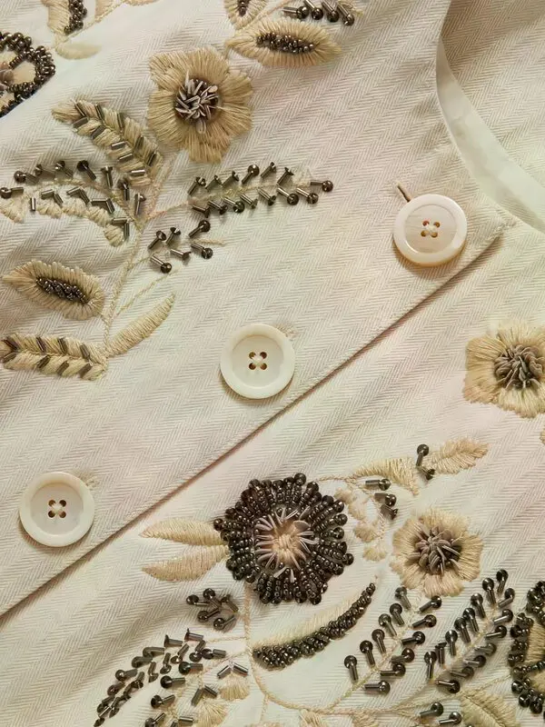 Veronica Beard Emeren Floral-embroidered Cardigan - Neutrals