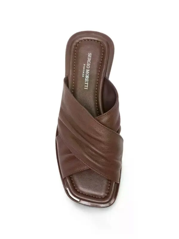 SERGIO MORETTI FIRENZE Crossover-strap Ruched Sandals