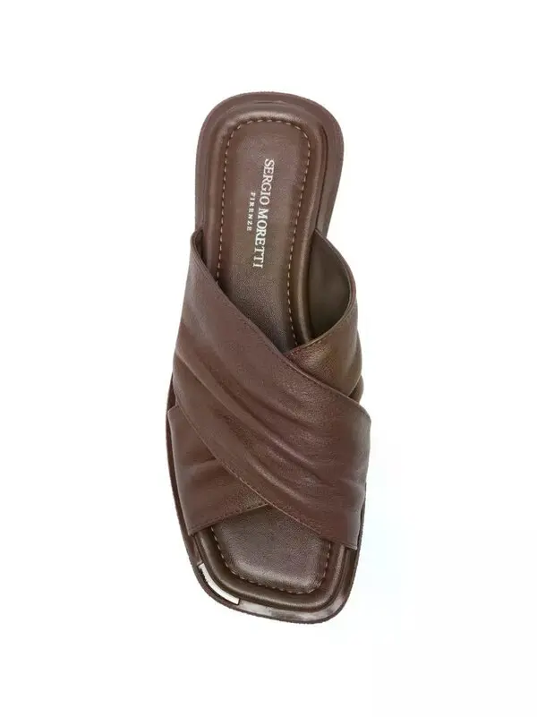 SERGIO MORETTI FIRENZE Crossover Strap Ruched Sandals
