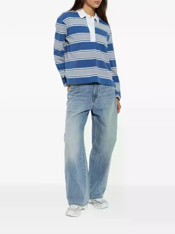 Rag & Bone Kelly Striped Long-sleeve Polo Shirt - Blue