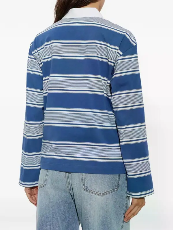 Rag & Bone Kelly Striped Long-sleeve Polo Shirt - Blue
