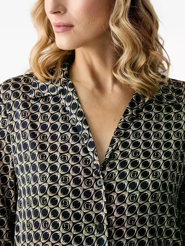 Guess Monogram-print Long-sleeve Blouse