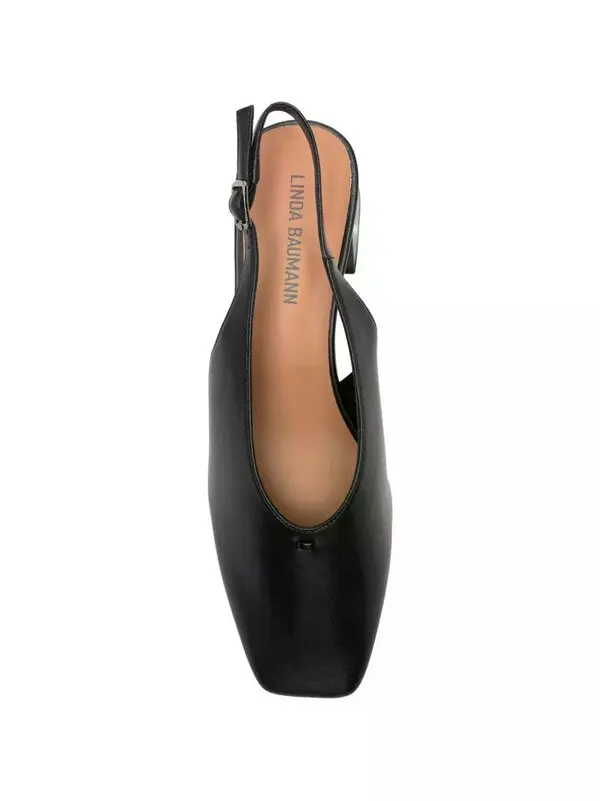 LINDA BAUMANN Square-toe Slingback Pumps - Black