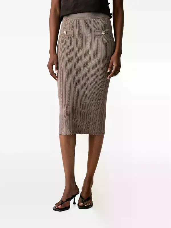 Guess Cable-knit Button-detail Midi Skirt - Neutrals