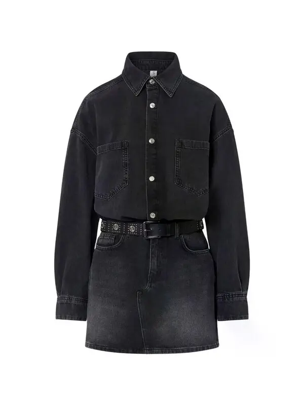 Liu Jo Short Denim Dress With Belt - Black