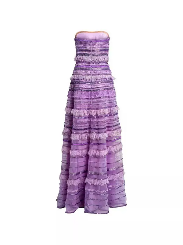 Elie Saab Strapless Beaded Maxi Dress