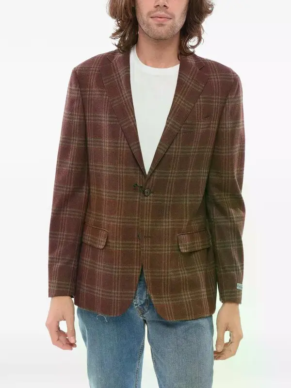 Corneliani Checked-pattern Single-breasted Blazer - Red