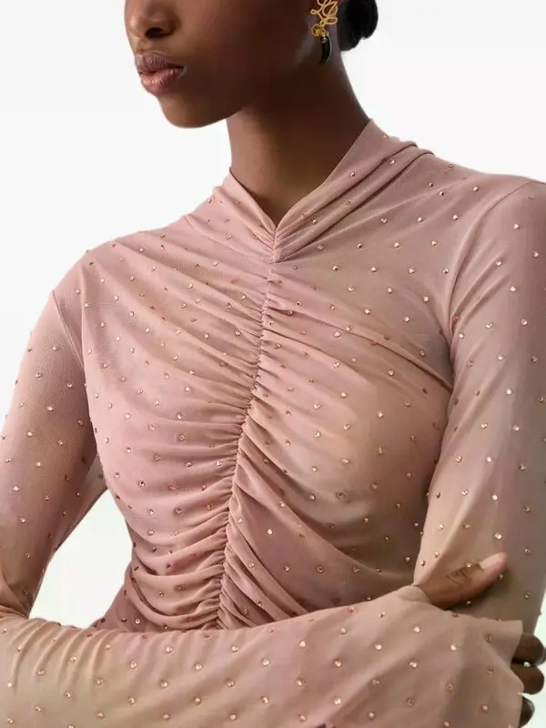 Liu Jo Full Rhinestone Ruched Tulle T-shirt