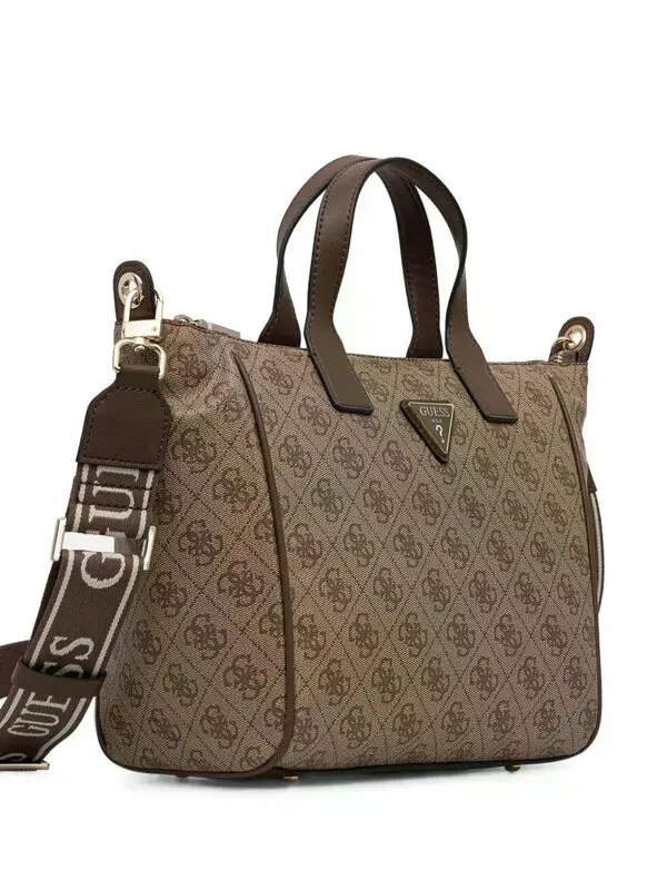 Guess Monogram Print Logo Plaque Tote Bag - Brown