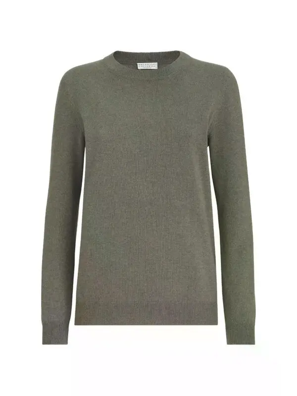Brunello Cucinelli Cashmere Sweater With Monili - Green