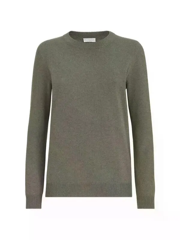 Brunello Cucinelli Cashmere Sweater With Monili Embellishment - Green
