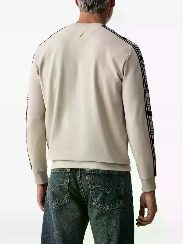 Guess Logo Print Tape Detail Crewneck Sweatshirt