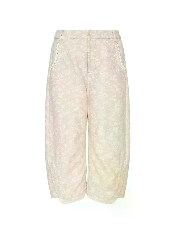 RENLI SU Floral-print Cropped Trousers - Neutrals