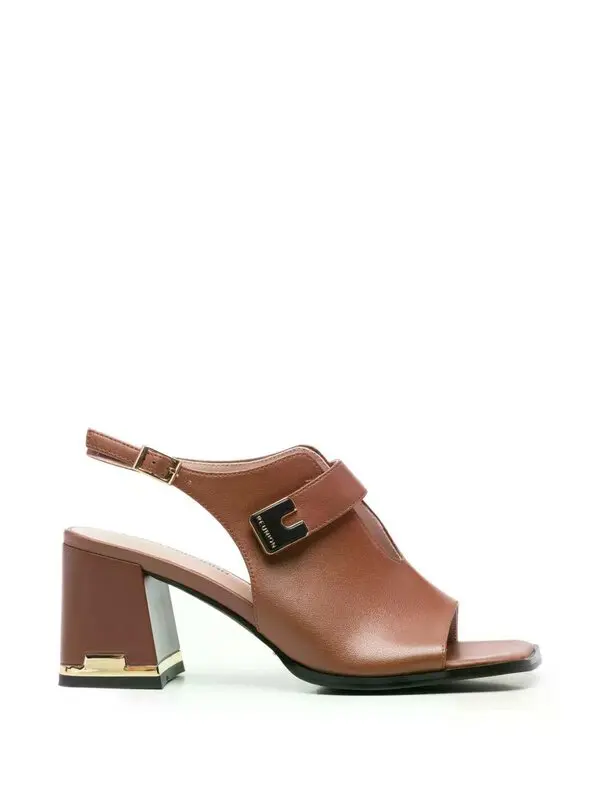 LINDA BAUMANN Buckle-detail Slingback Sandals - Brown