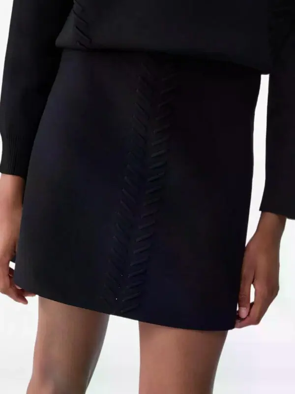 Liu Jo Knit Mini Skirt With Braided Detailing - Black