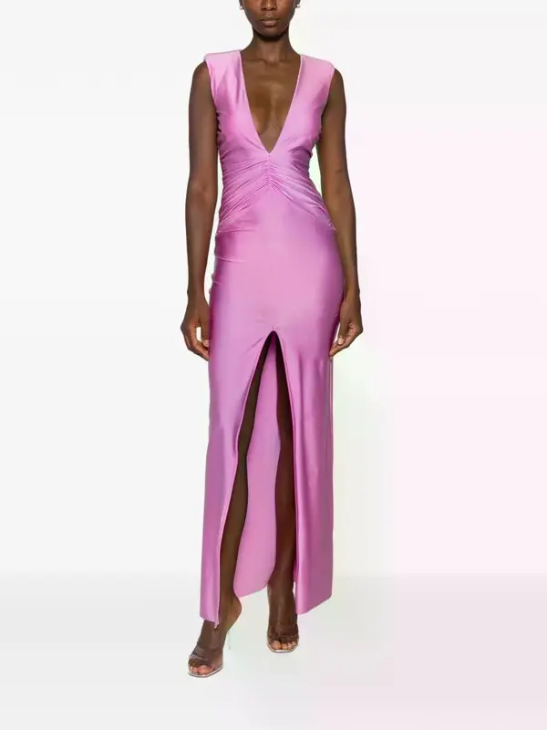 Amen Ruched V-neck Maxi Dress