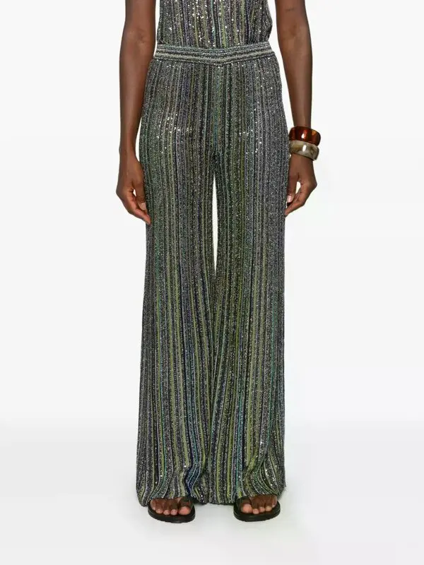 Missoni Sequin Embellished Striped Palazzo Pants - Blue