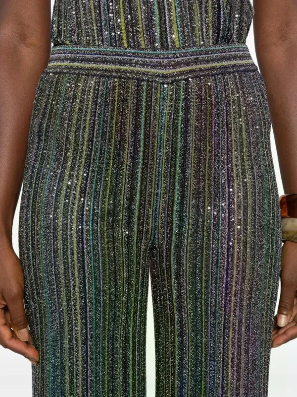 Missoni Sequin Embellished Striped Palazzo Pants - Blue