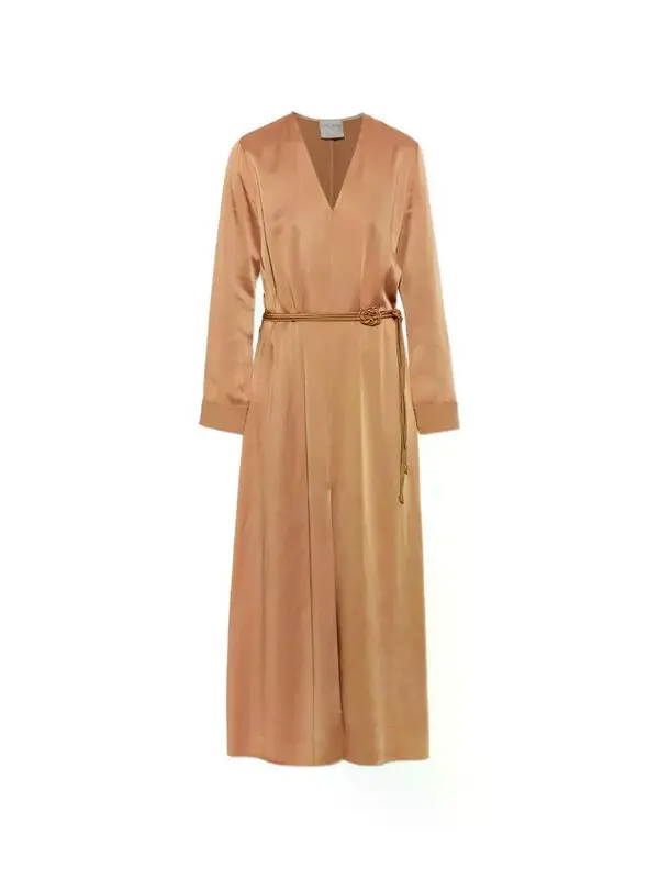 FORTE_FORTE Belted Satin-finish Maxi Dress - Orange