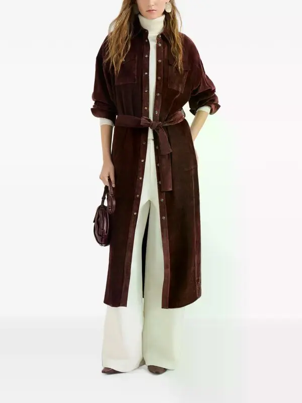 Brunello Cucinelli Fluid Corduroy Shirt Dress - Brown