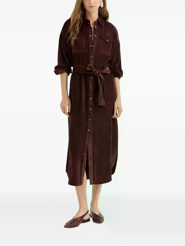 Brunello Cucinelli Fluid Corduroy Shirt Dress - Brown