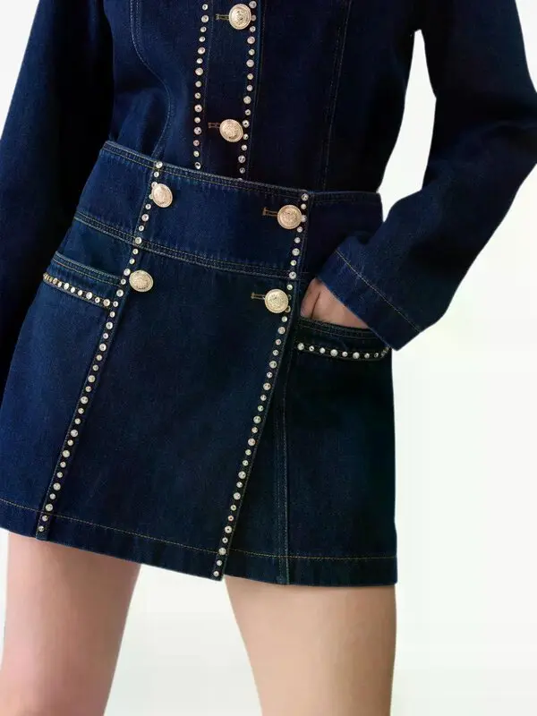Liu Jo Embellished High-waisted Denim Skort