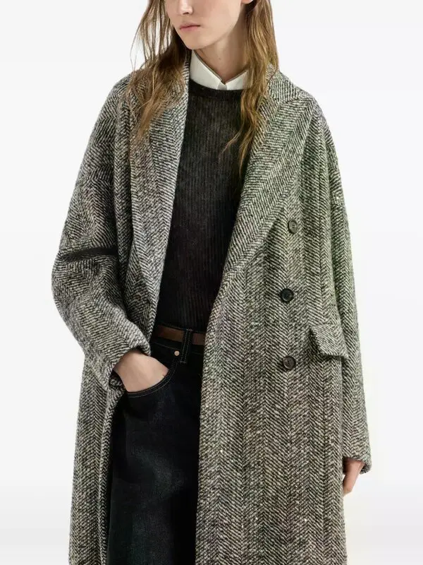 Brunello Cucinelli Monili Chevron-knit Coat