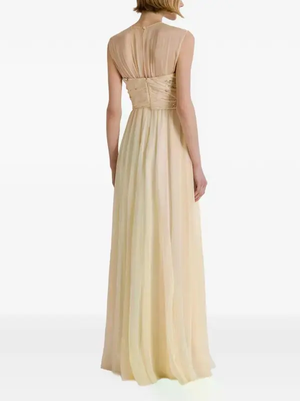 Alberta Ferretti Embellished Gathered Silk Gown