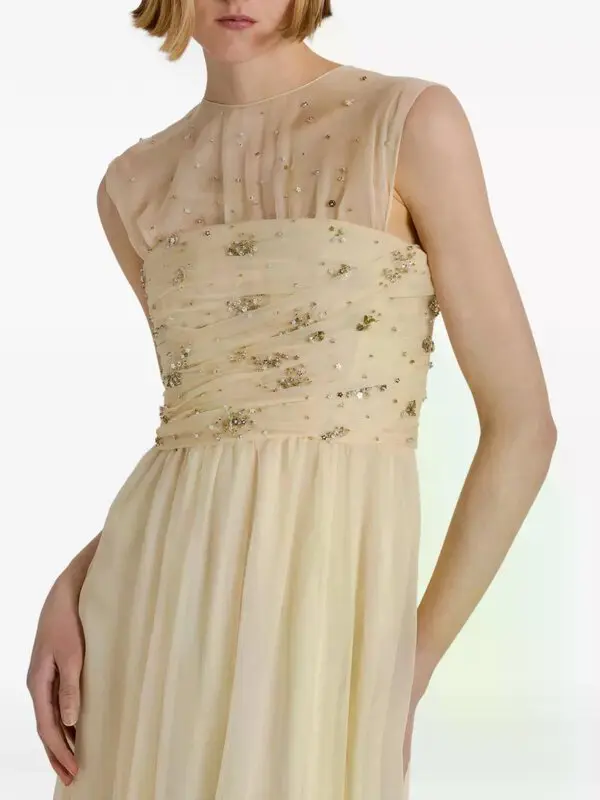 Alberta Ferretti Embellished Gathered Silk Gown