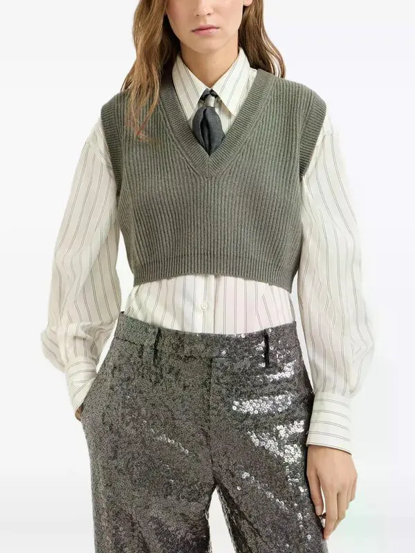Brunello Cucinelli Cashmere Rib-knit V-neck Vest