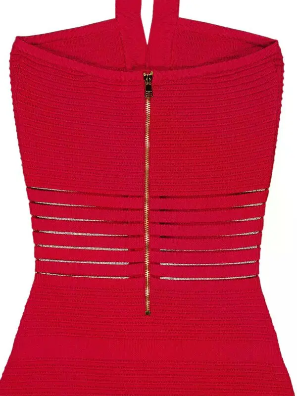Balmain Halterneck Openwork-panel Maxi Dress