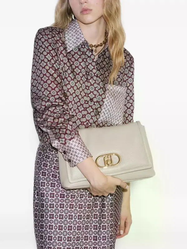 Liu Jo Lapuffy Large Shoulder Bag With Jewel Chain - Neutrals
