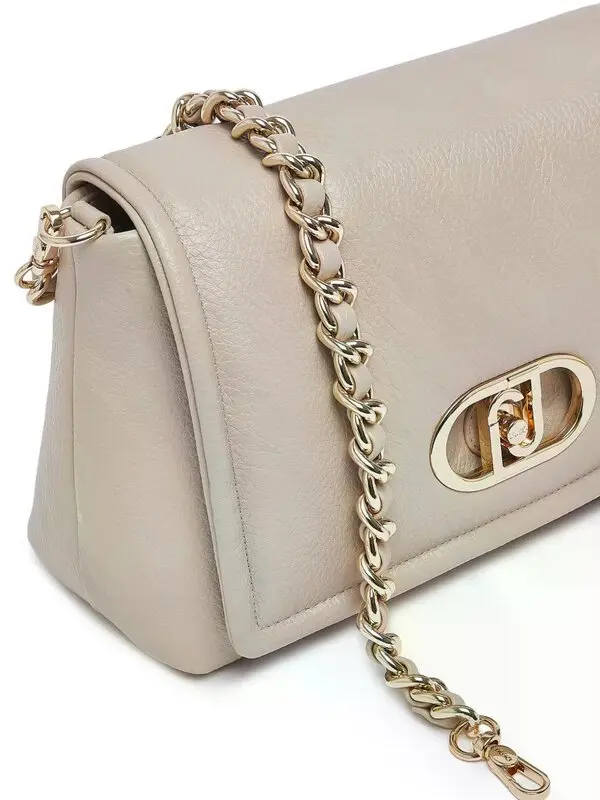 Liu Jo Lapuffy Large Shoulder Bag With Jewel Chain - Neutrals