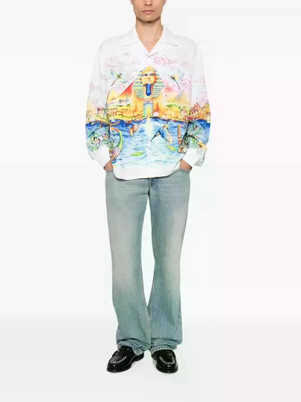 Casablanca Graphic-print Long-sleeve Shirt - White