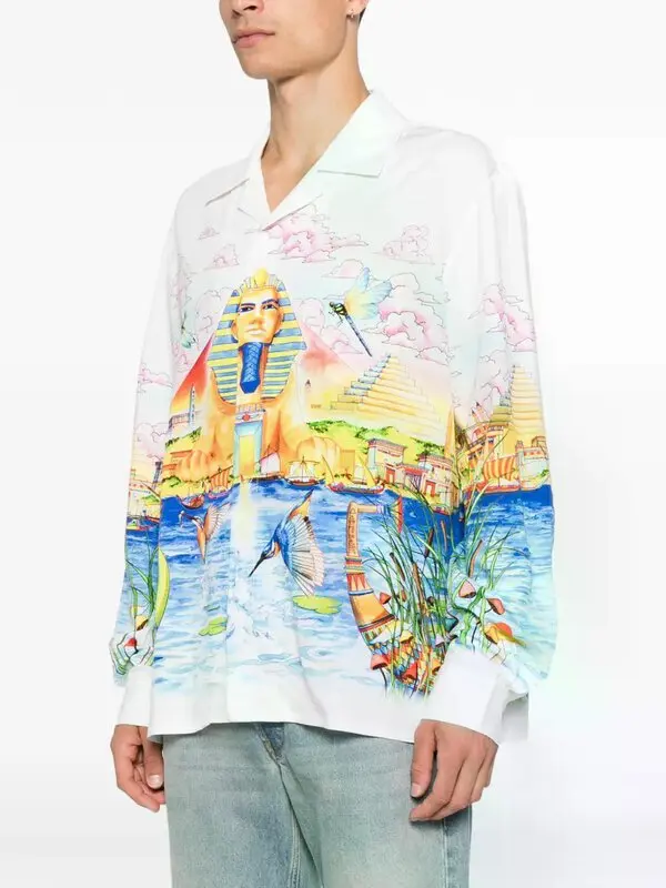 Casablanca Graphic-print Long-sleeve Shirt - White