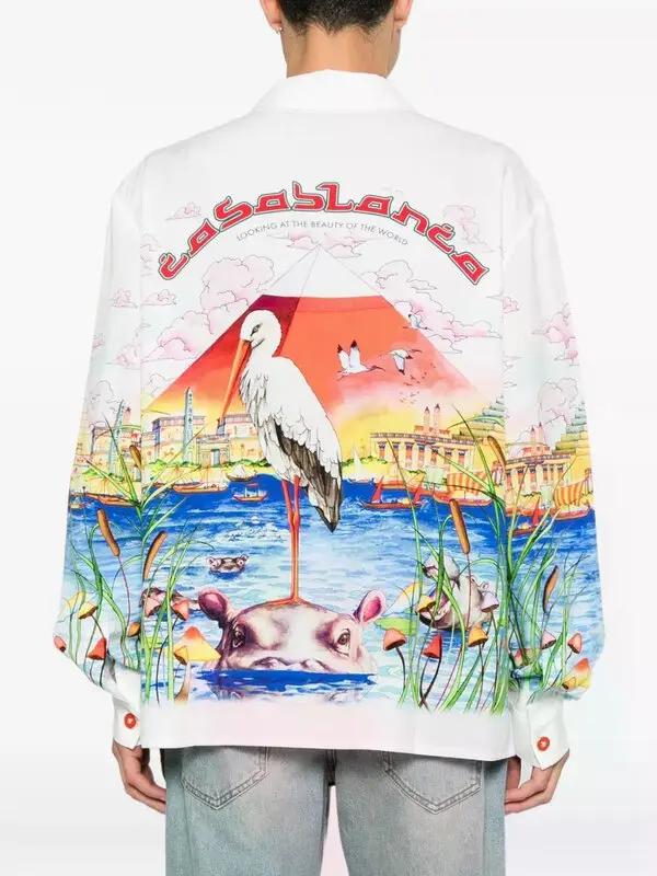 Casablanca Graphic-print Long-sleeve Shirt - White