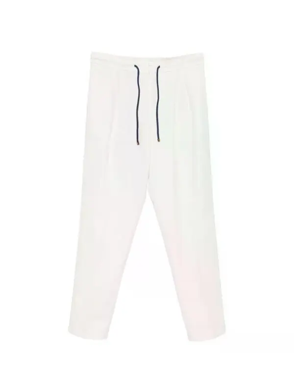 Brunello Cucinelli Cotton Drawstring Pleated Trousers - White