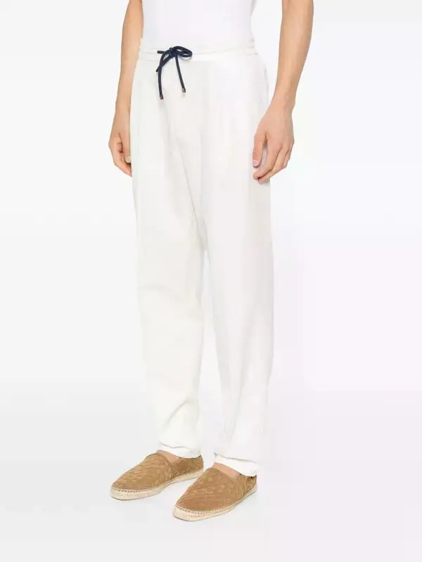 Brunello Cucinelli Cotton Drawstring Pleated Trousers - White