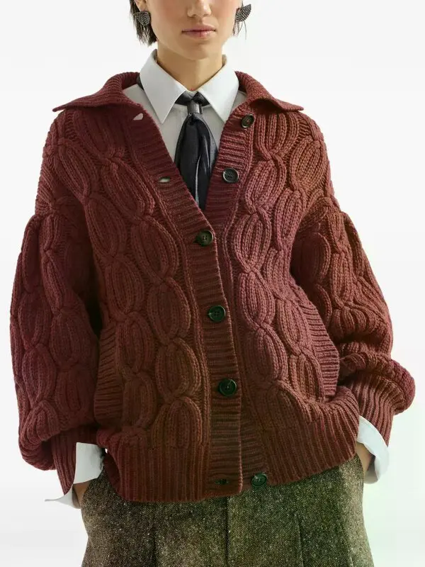 Brunello Cucinelli Cashmere Feather-yarn Heritage Cable Cardigan