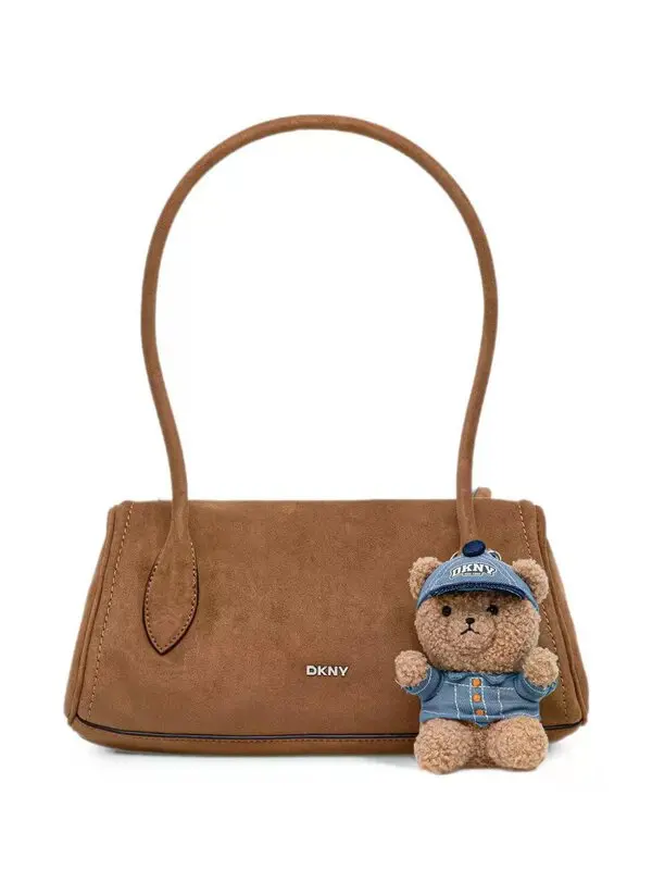 Dkny Logo-plaque Teddy-bear-charm Tote Bag - Brown